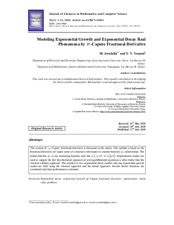 (PDF) Modeling Exponential Growth and Exponential Decay Real Phenomena by Ψ-Caputo Fractional ...