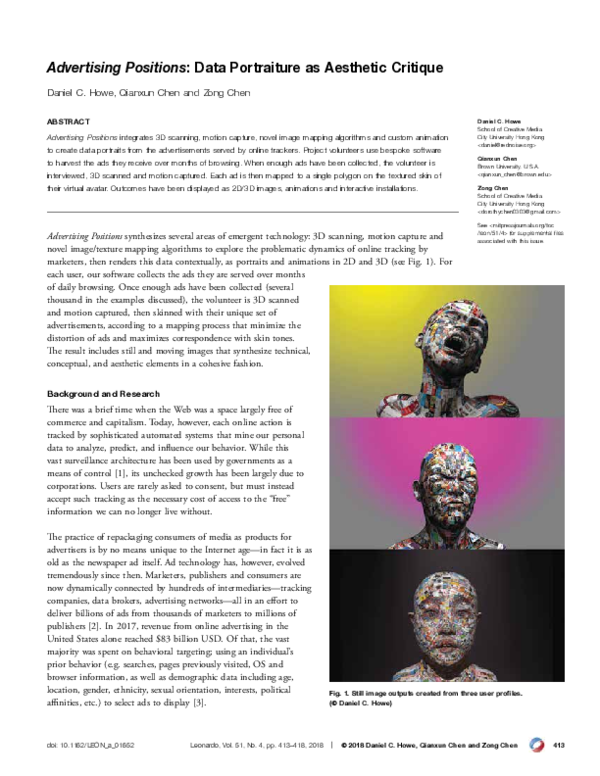 (PDF) Advertising Positions: Data Portraiture as Aesthetic Critique