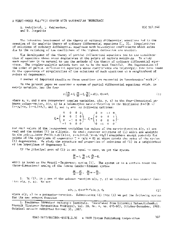 Pdf A First Order Elliptic System With Semiregular Degeneracy