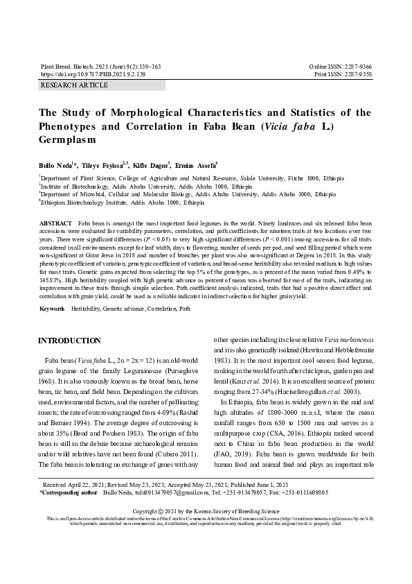 (PDF) The Study of Morphological Characteristics and Statistics of the Phenotypes and ...
