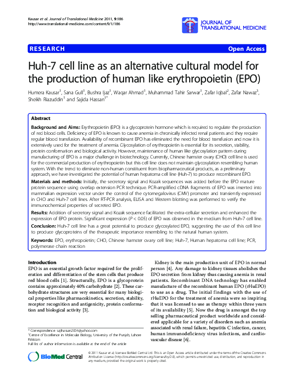 (PDF) Huh-7 cell line as an alternative cultural model for the ...