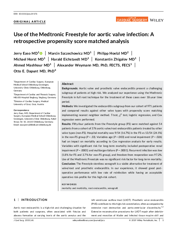 (PDF) Use of the Medtronic Freestyle for aortic valve infection: A ...