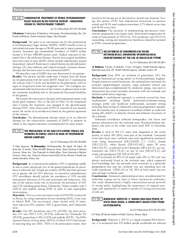 Pdf P3 193 The Prevalence Of Hiv And Stis Among Female Sex Workers In Shiraz South Of Iran