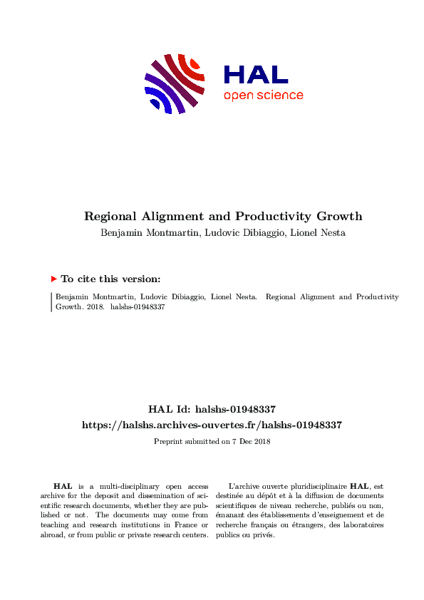 (PDF) Regional Alignment and Productivity Growth | benjamin montmartin ...