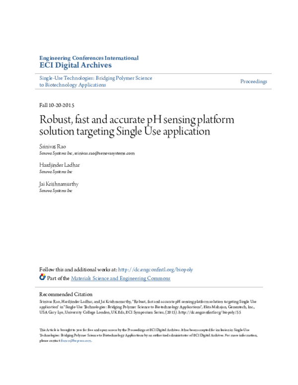 (PDF) Robust, fast and accurate pH sensing platform solution targeting ...