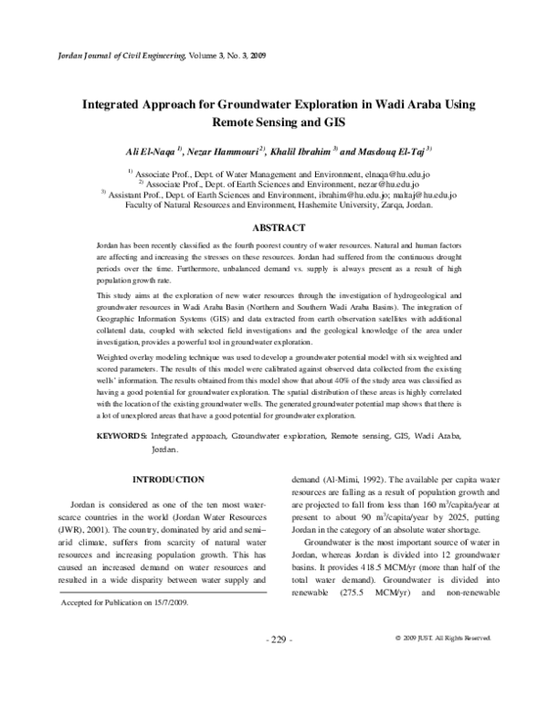 Pdf Integrated Approach For Groundwater Exploration In Wadi Araba