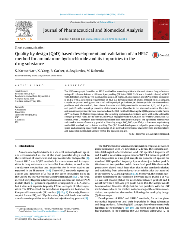 Pdf Quality By Design Qbd Based Development And Validation Of An