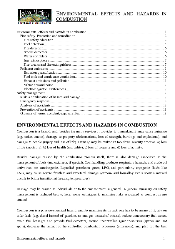 (PDF) Environmental effects and hazards in combustion