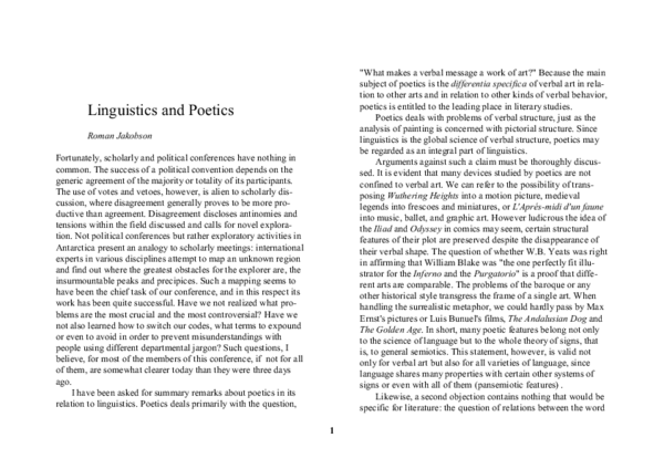 (PDF) Linguistics and poetics