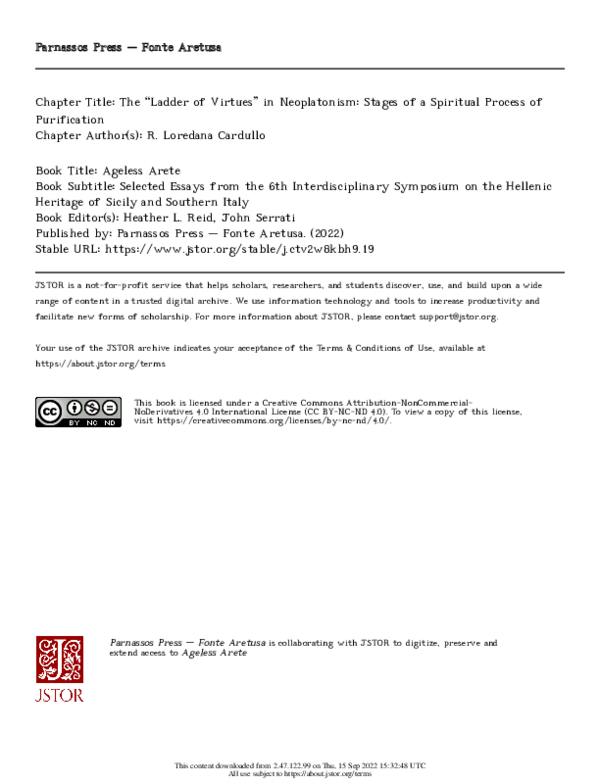 (PDF) The "Ladder of Virtues" in Neoplatonism: Stages of a Spiritual ...