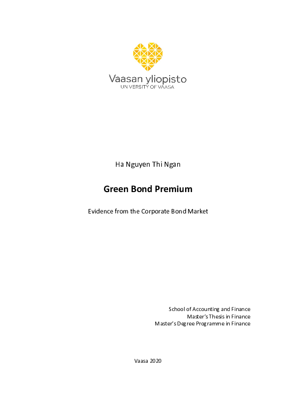 (PDF) Green Bond Premium: Evidence from the Corporate Bond Market