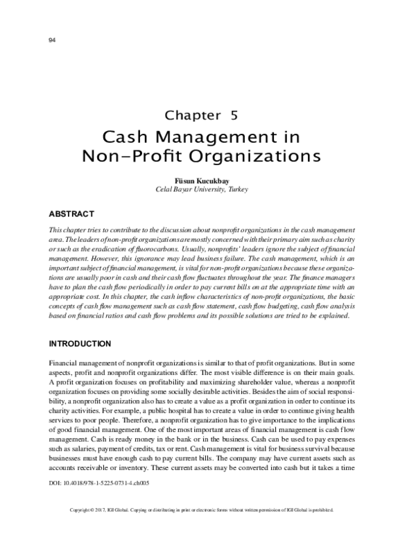 (PDF) Cash Management in Non-Profit Organizations