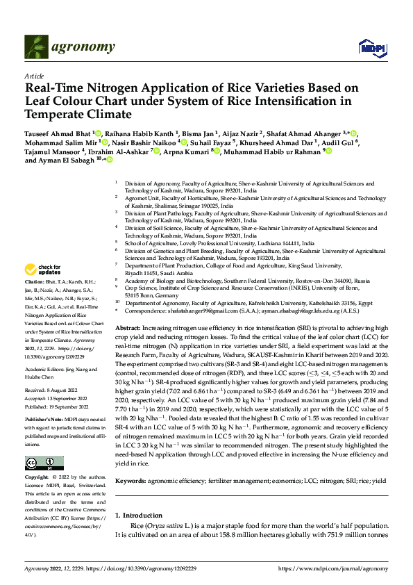 (PDF) Real-Time Nitrogen Application of Rice Varieties Based on Leaf ...