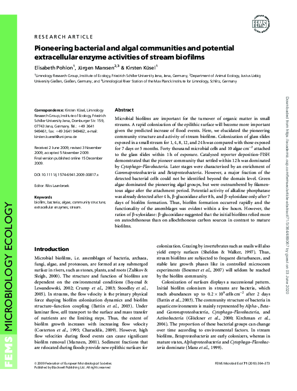 (PDF) Pioneering bacterial and algal communities and potential ...
