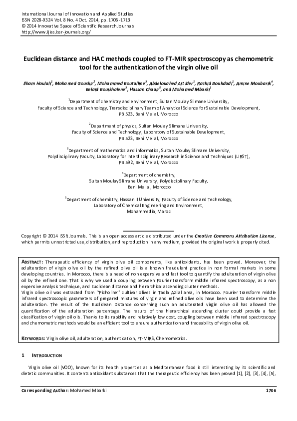 (PDF) Euclidean distance and HAC methods coupled to FT-MIR spectroscopy as chemometric tool for ...