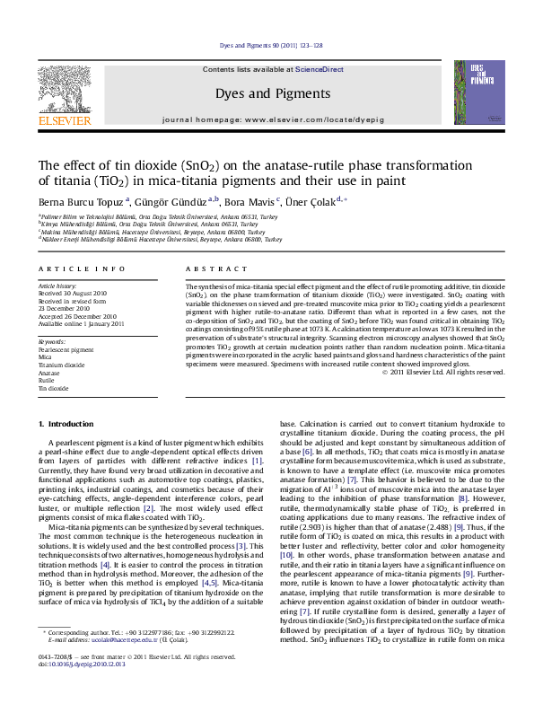 Pdf The Effect Of Tin Dioxide Sno2 On The Anatase Rutile Phase Transformation Of Titania