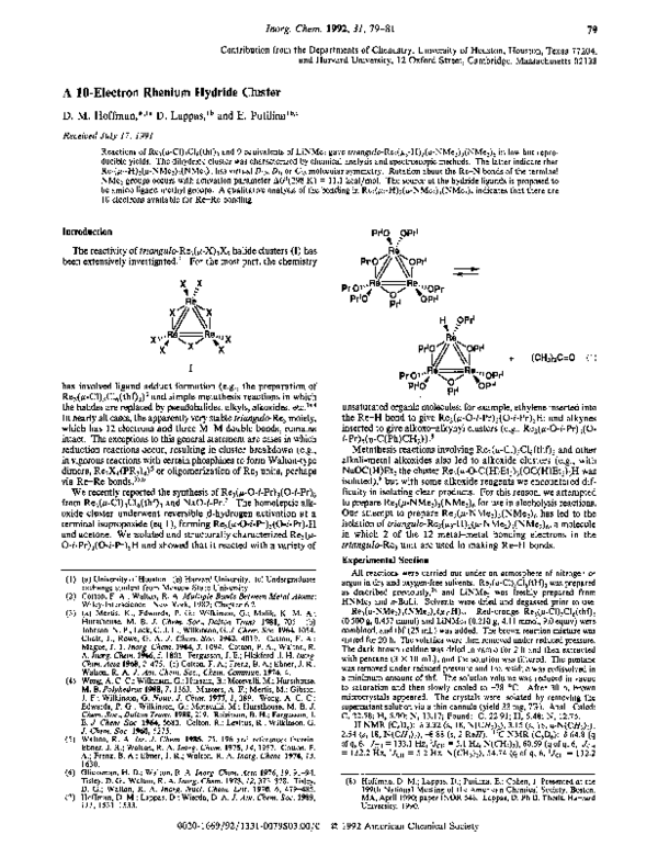 (PDF) A 10-electron rhenium hydride cluster