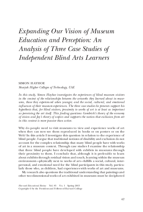(PDF) Expanding Our Vision of Museum Education and Perception: An ...