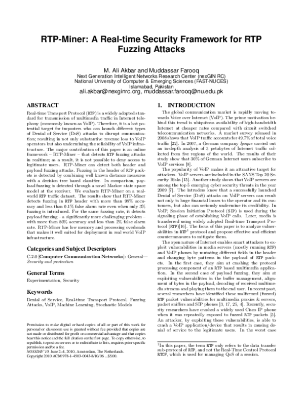 (PDF) RTP-Miner: Real-time RTP Attack Detection