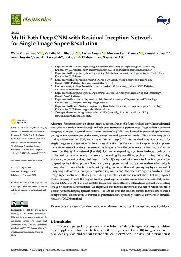 (PDF) Multi-Path Deep CNN with Residual Inception Network for Single ...