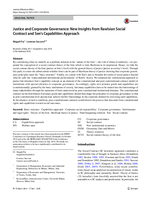 (PDF) Justice and Corporate Governance: New Insights from Rawlsian ...