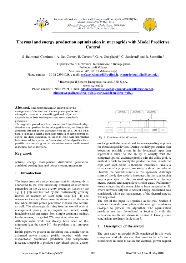 (PDF) Thermal and energy production optimization in microgrids with Model Predictive Control