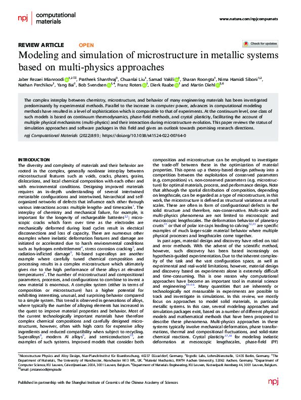 (PDF) Modeling and simulation of microstructure in metallic systems based on multi-physics ...