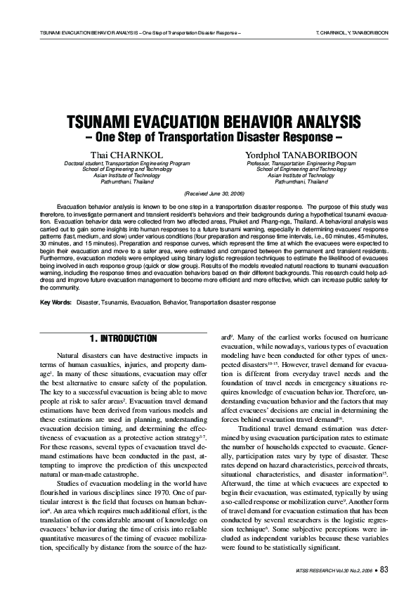 (PDF) Tsunami Evacuation Behavior Analysis