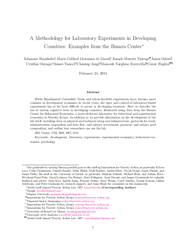(PDF) A Methodology for Laboratory Experiments in Developing Countries ...