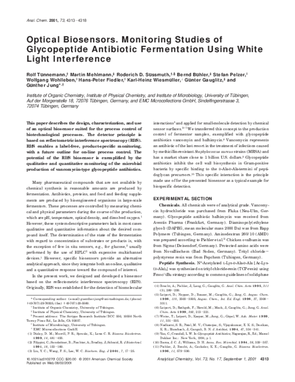 (PDF) Optical Biosensors. Monitoring Studies of Glycopeptide Antibiotic Fermentation Using White ...