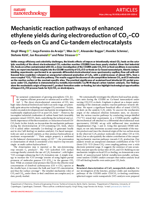 (PDF) Mechanistic reaction pathways of enhanced ethylene yields during electroreduction of CO2 ...
