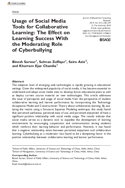 (PDF) Usage of Social Media Tools for Collaborative Learning: The ...