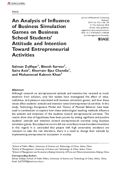 (PDF) An Analysis of Influence of Business Simulation Games on Business ...