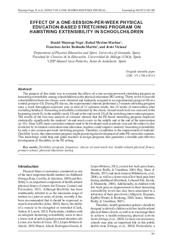 (PDF) Effect of a one-session-per-week physical education-based ...