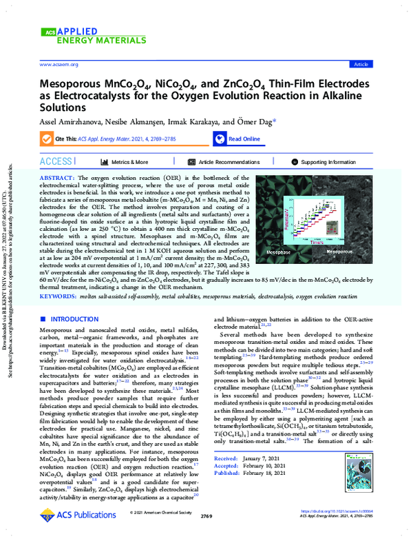 (PDF) Mesoporous MnCo2O4, NiCo2O4, and ZnCo2O4 Thin-Film Electrodes as ...
