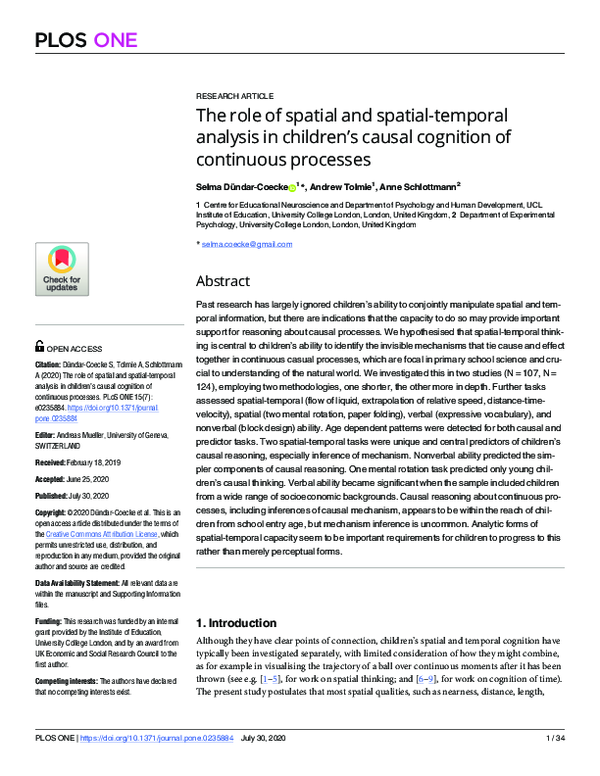 (PDF) The role of spatial and spatial-temporal analysis in children’s ...