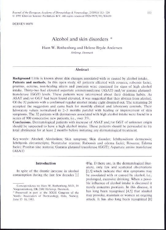 (PDF) Alcohol and skin disorders*