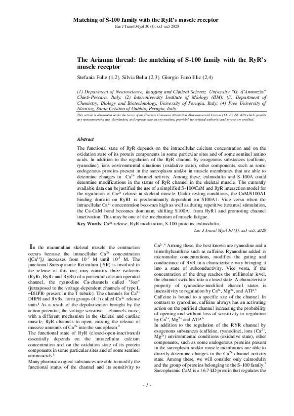 (PDF) The Arianna thread: the matching of S-100 family with the RyR’s ...