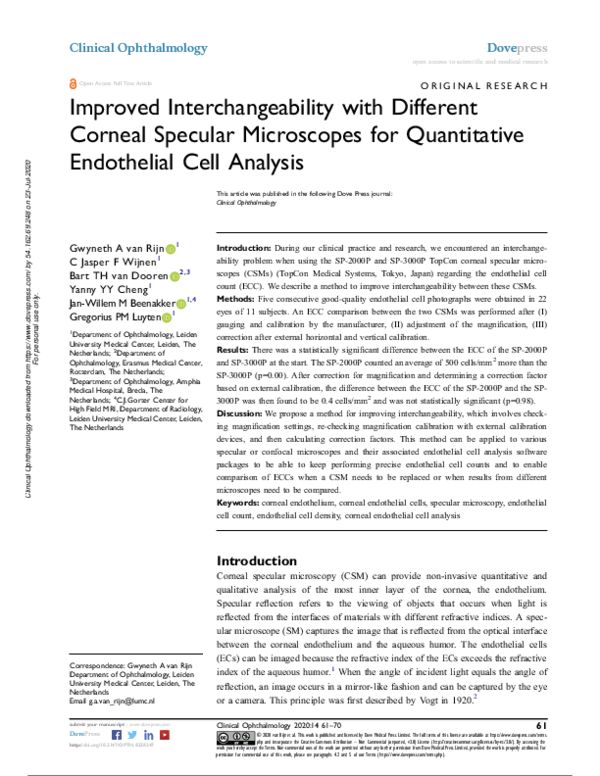 (PDF) Improved Interchangeability with Different Corneal Specular ...