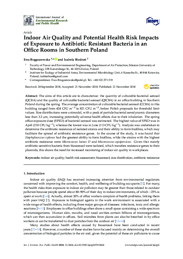 (PDF) Indoor Air Quality and Potential Health Risk Impacts of Exposure ...