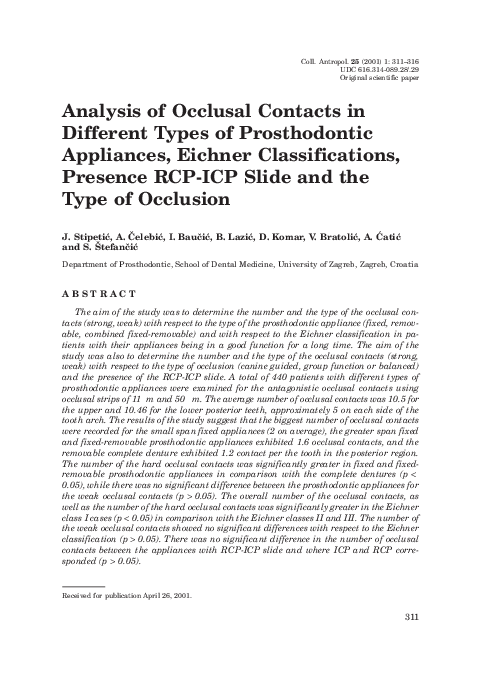 (PDF) Analysis of occlusal contacts in different types of prosthodontic ...
