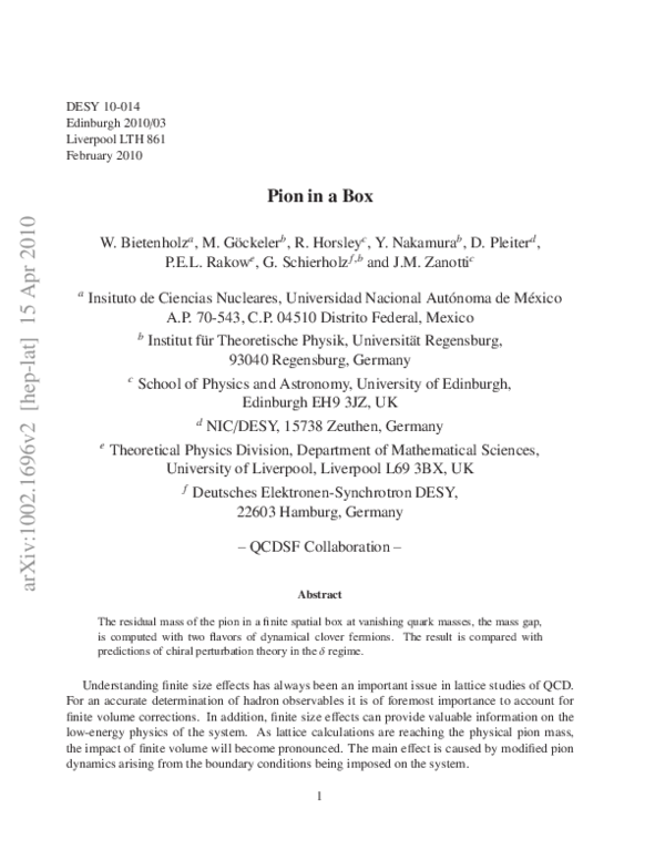 (PDF) Pion in a box