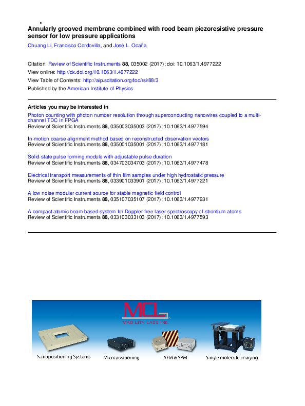 (PDF) Annularly grooved membrane combined with rood beam piezoresistive ...