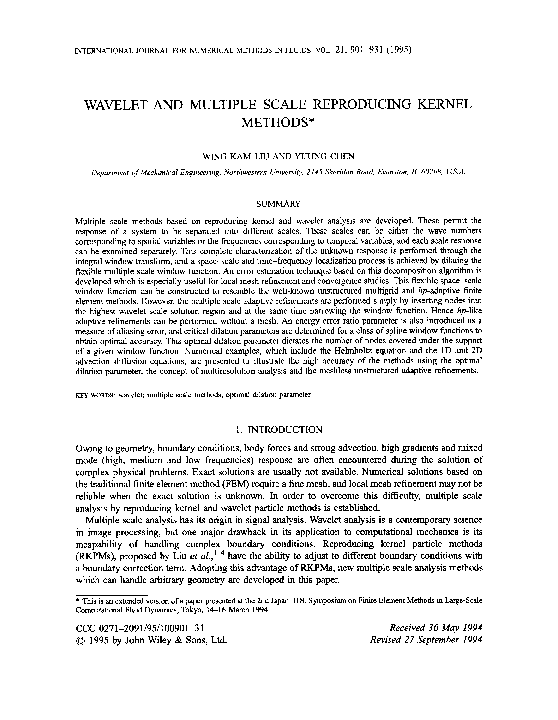 (PDF) Wavelet and multiple scale reproducing kernel methods