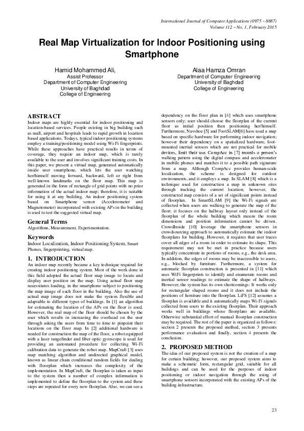 (PDF) Real Map Virtualization for Indoor Positioning using Smartphone