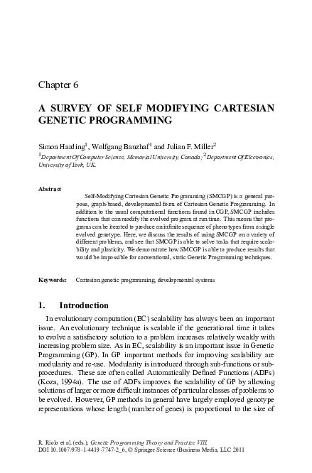 (PDF) A Survey of Self Modifying Cartesian Genetic Programming