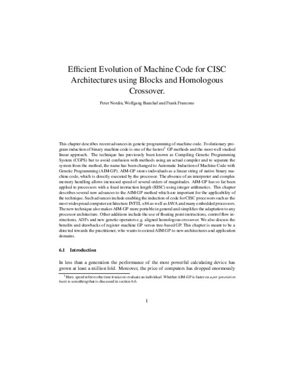 (PDF) Efficient Evolution of Machine Code for CISC Architectures Using ...