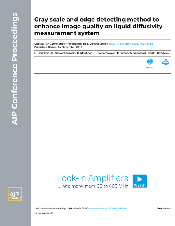 Gray scale and edge detecting method to enhance image quality on liquid diffusivity measurement ...