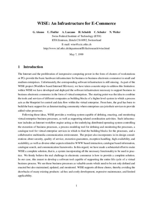 (PDF) WISE: An Infrastructure for E-Commerce