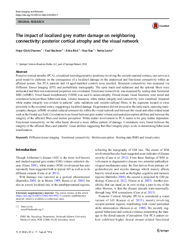 (PDF) The impact of localized grey matter damage on neighboring ...
